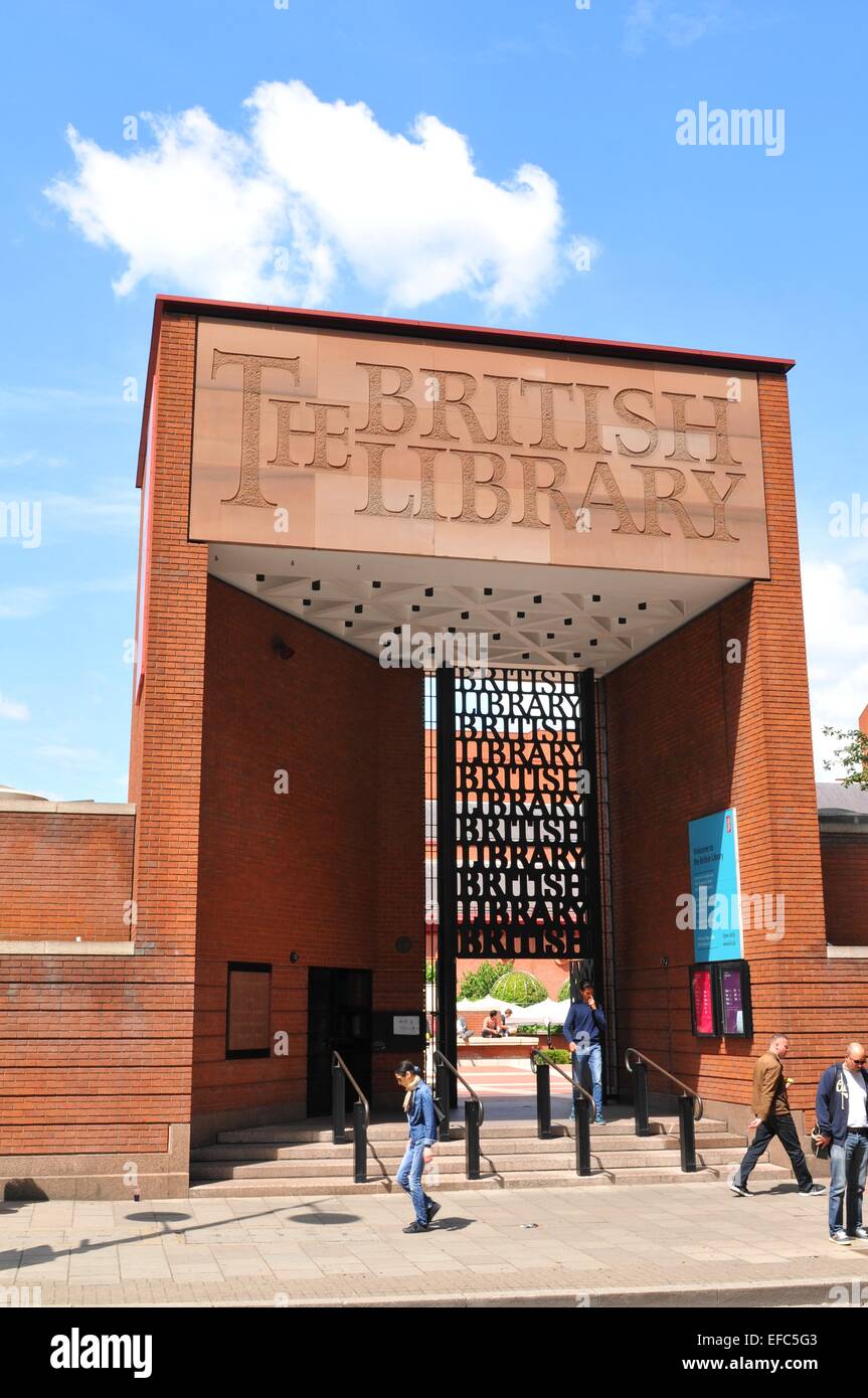 Architectural detail of the entrance to the famous British Library ...