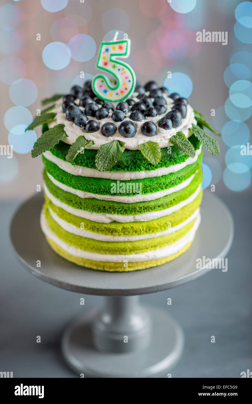 Nice sponge happy birthday cake with mascarpone and grapes on the cake ...