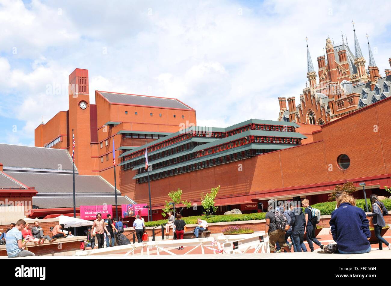 Architectural detail of the entrance to the famous British Library ...