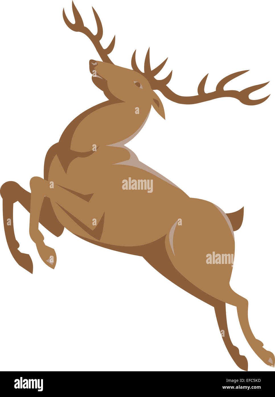 Illustration of a stag buck elk deer jumping set on isolated white ...