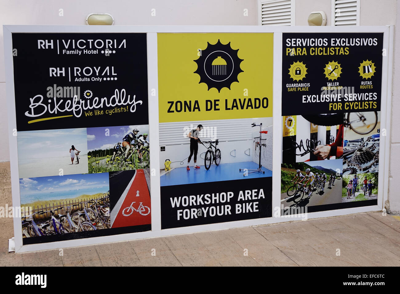 Bike friendly sign at Victoria Hotel, Benidorm, Costa Blanca, Spain ...