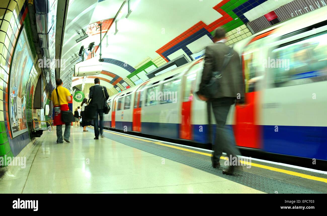 LONDON, UK - JULY 9, 2014: Inside the underground tube in London Stock ...