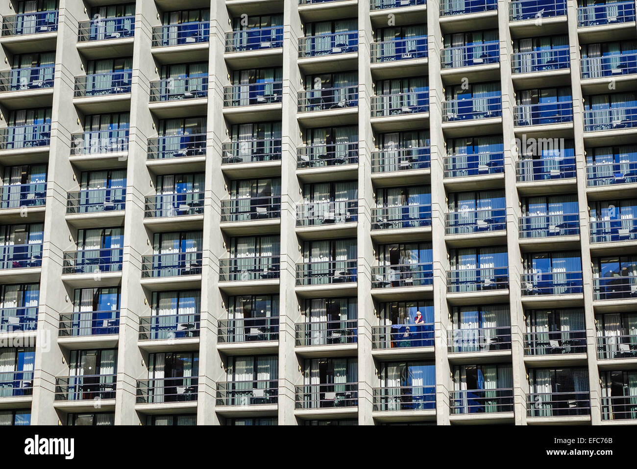 Marina Hotel front view of rooms and balconies, Benidorm, Costa Blanca ...