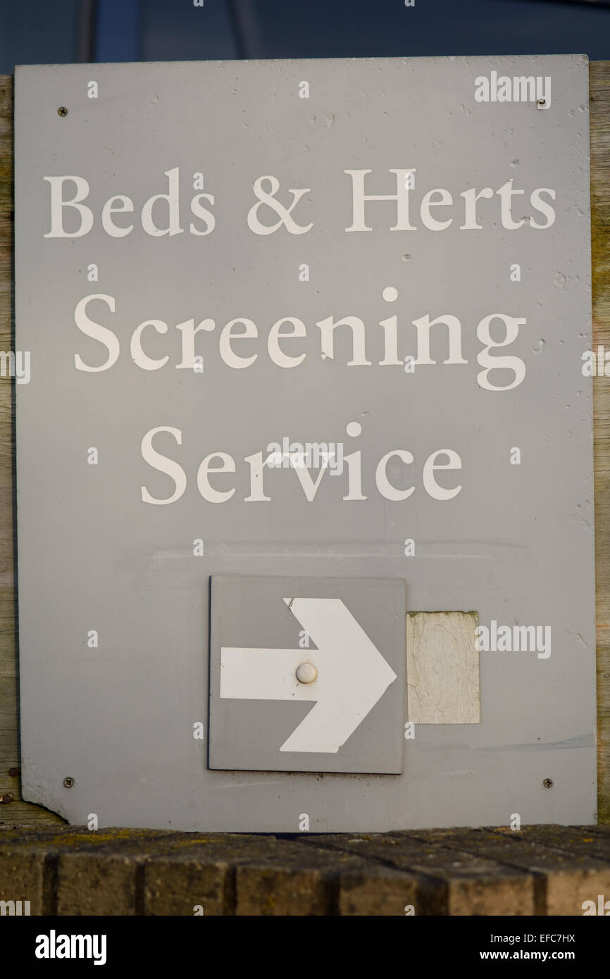 Beds & Herts Screening Service sign at Bedford Health Village, Bedford ...