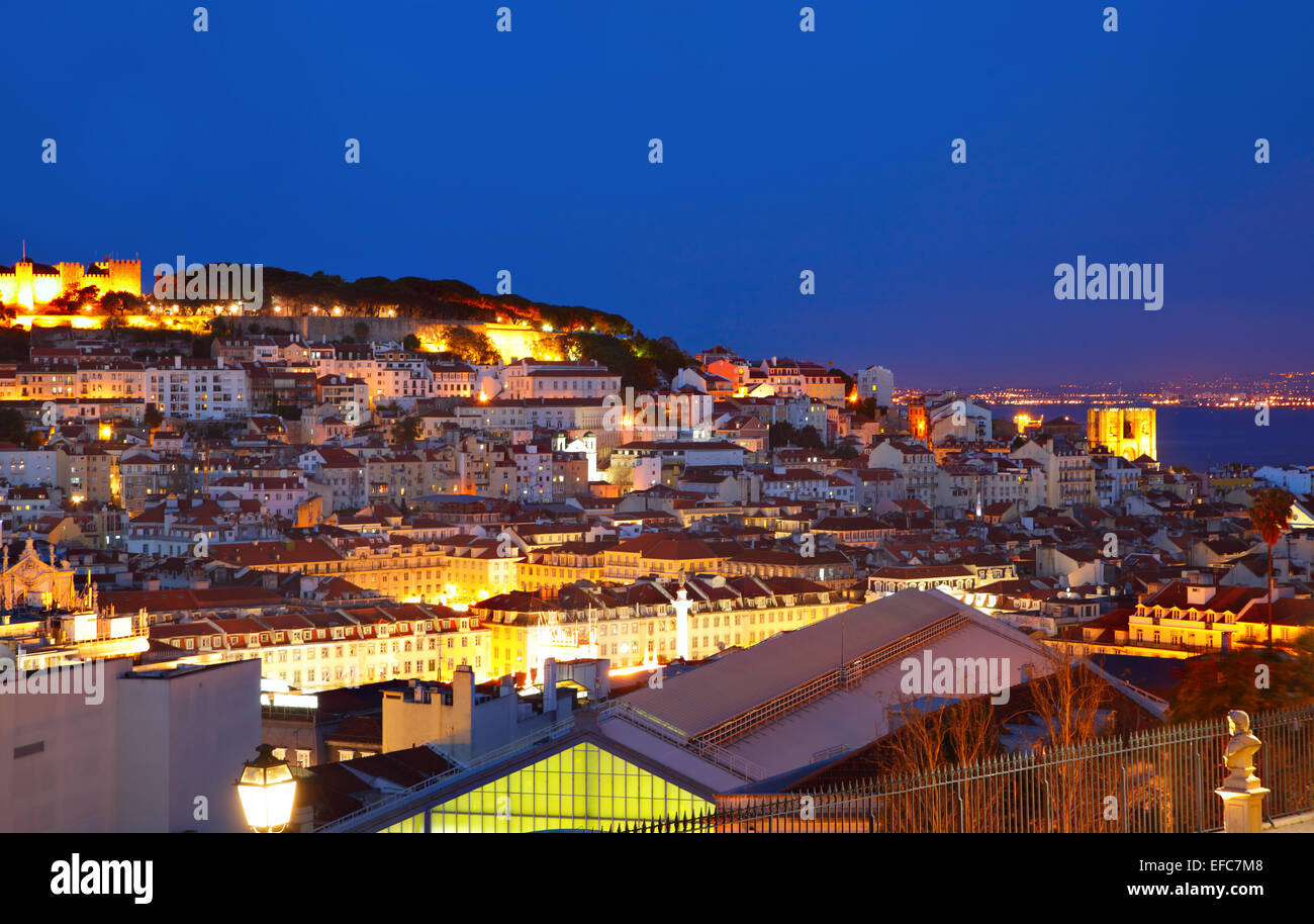 Night view of Lisbon, Portugal Stock Photo - Alamy