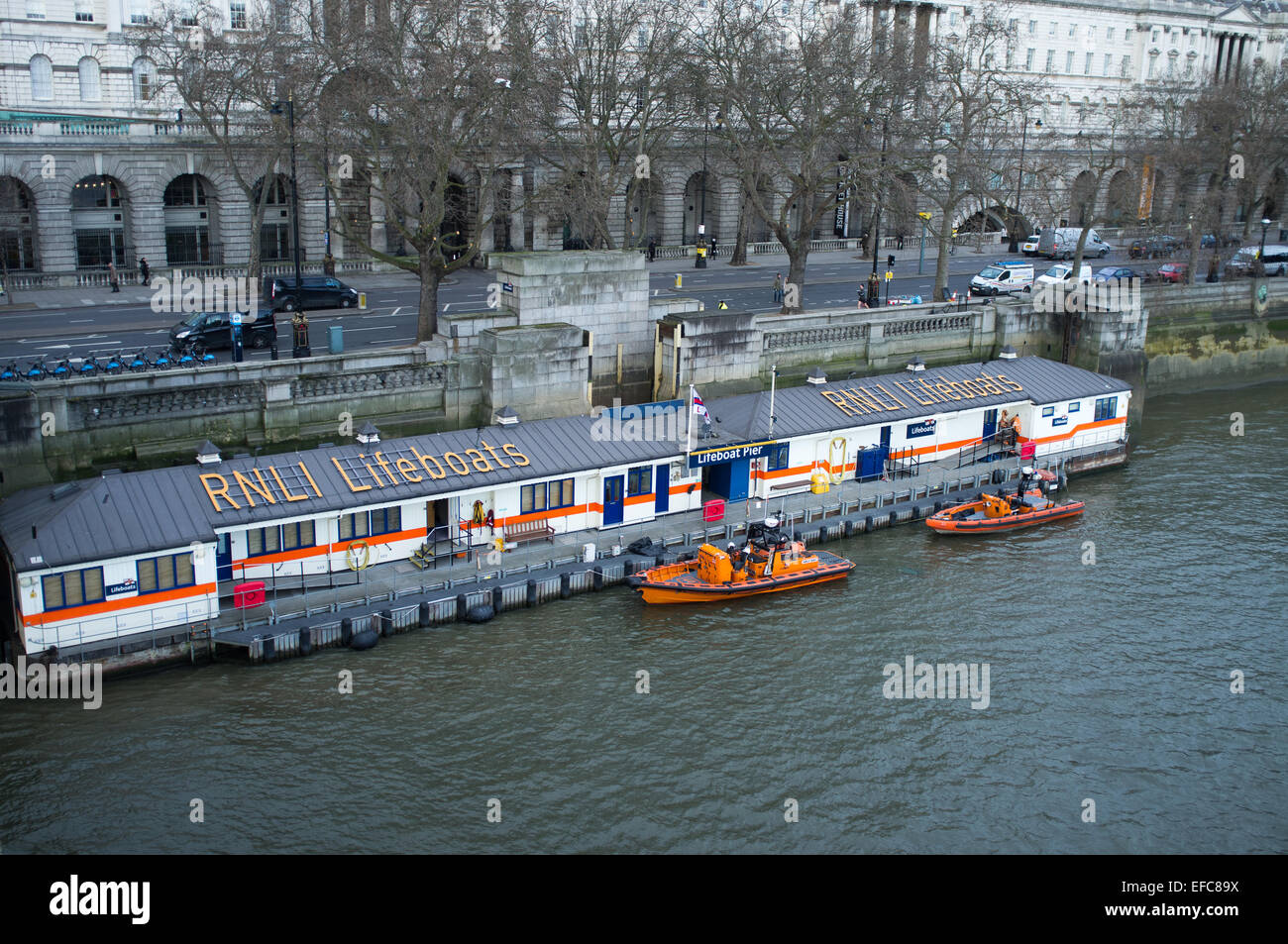 The RNLI Tower Lifeboat Station on the River Thames. It is one of four ...