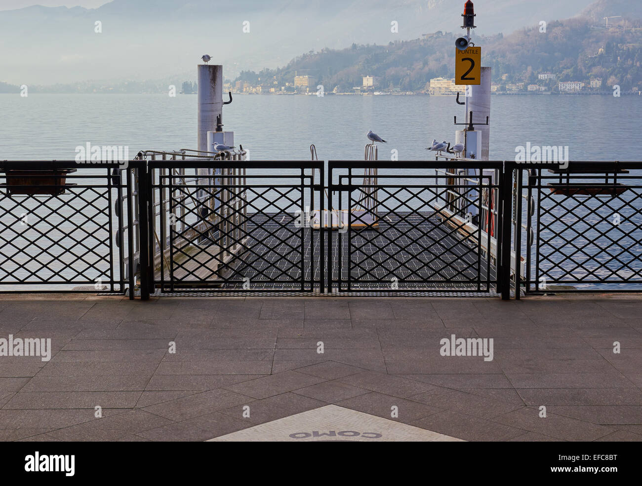 Ferry embarkation pier at Bellagio Lake Como Lombardy Italy Europe ...