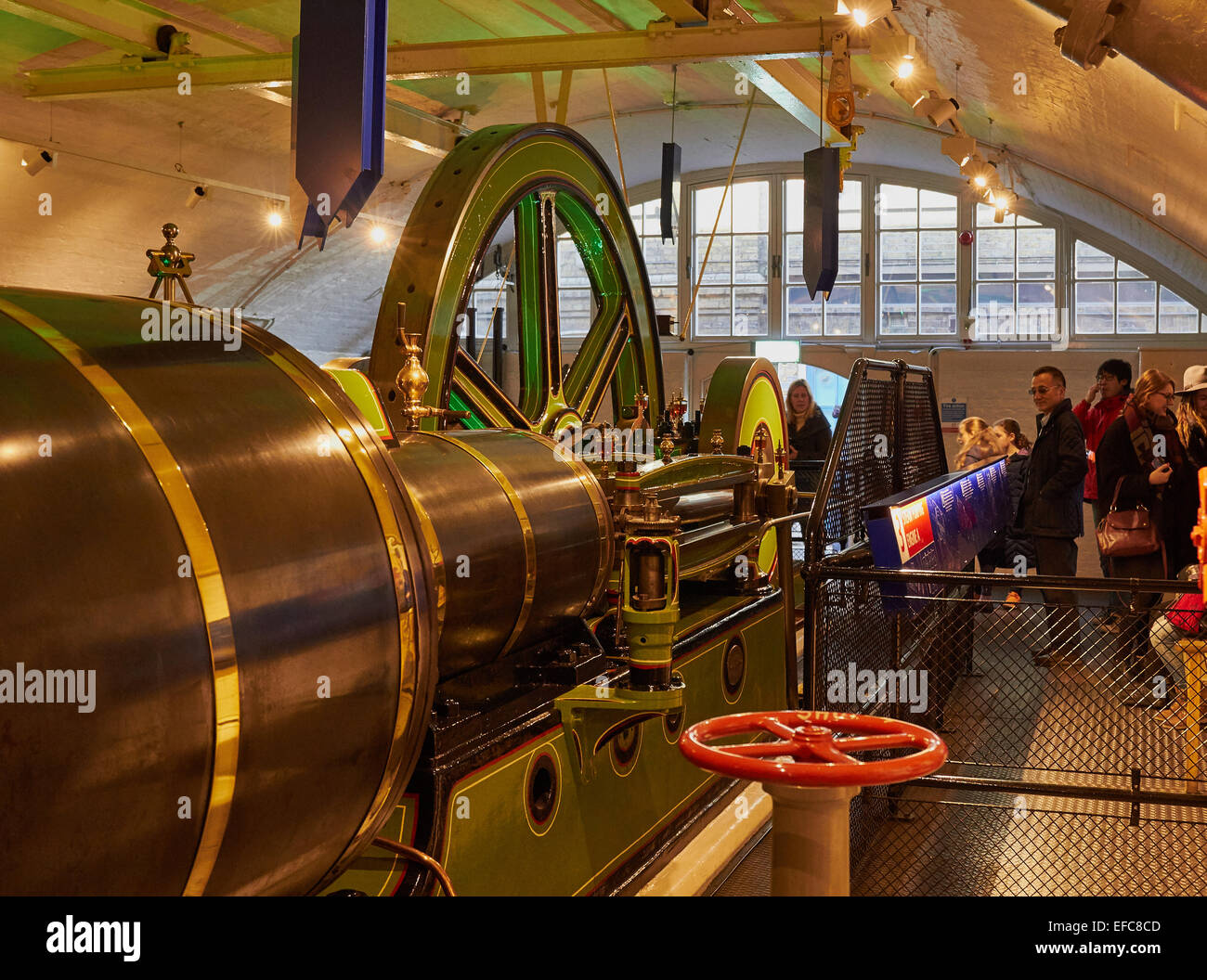 Tourists in an engine room of Tower Bridge London England Europe Stock ...