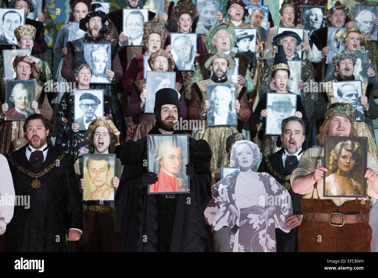London, UK. 30 January 2015. At the end of the opera, the 110-strong ...