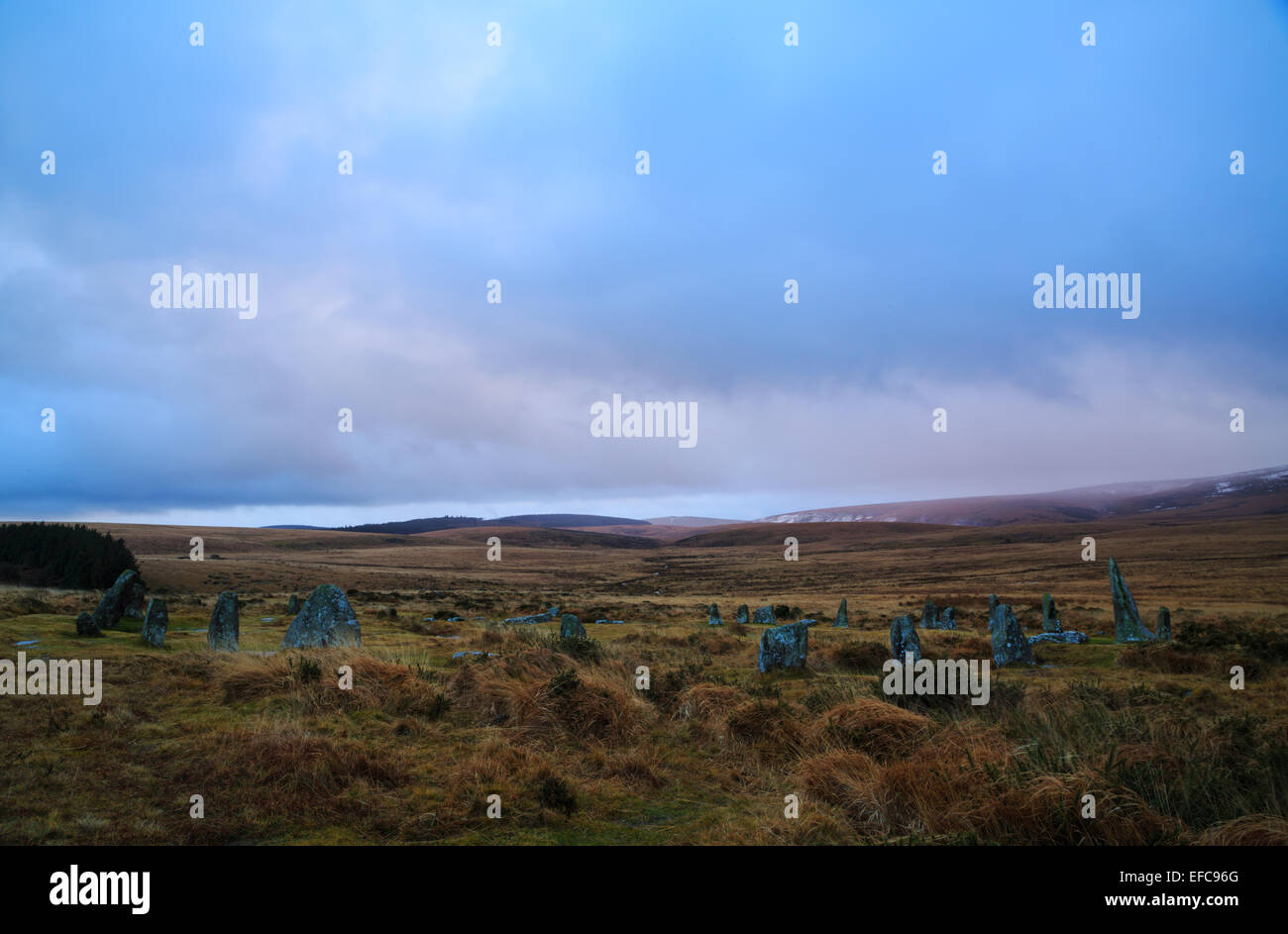 Scorhill stone circle on Dartmoor in Devon Stock Photo - Alamy