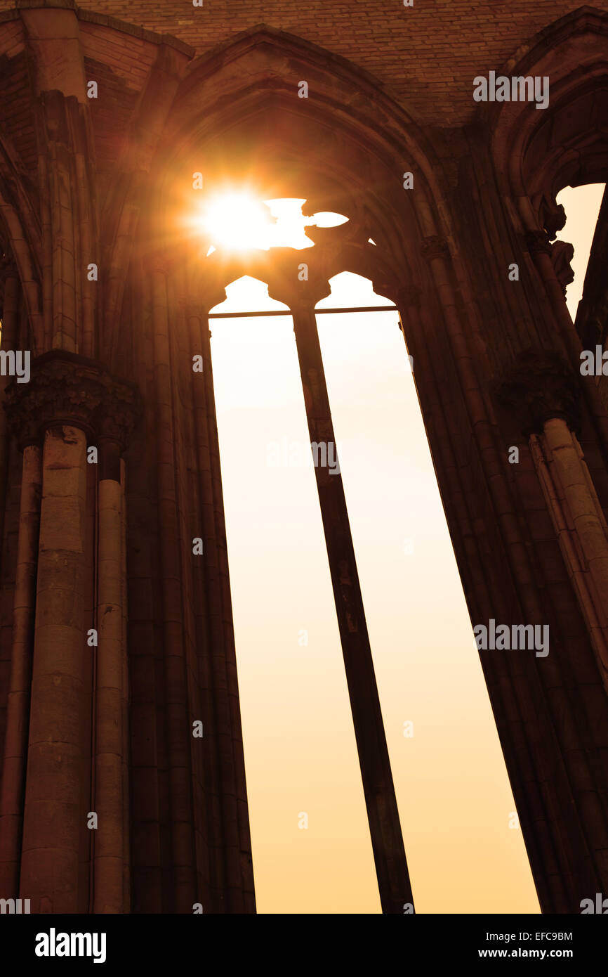 Old gothic window of a church and sunlight Stock Photo - Alamy