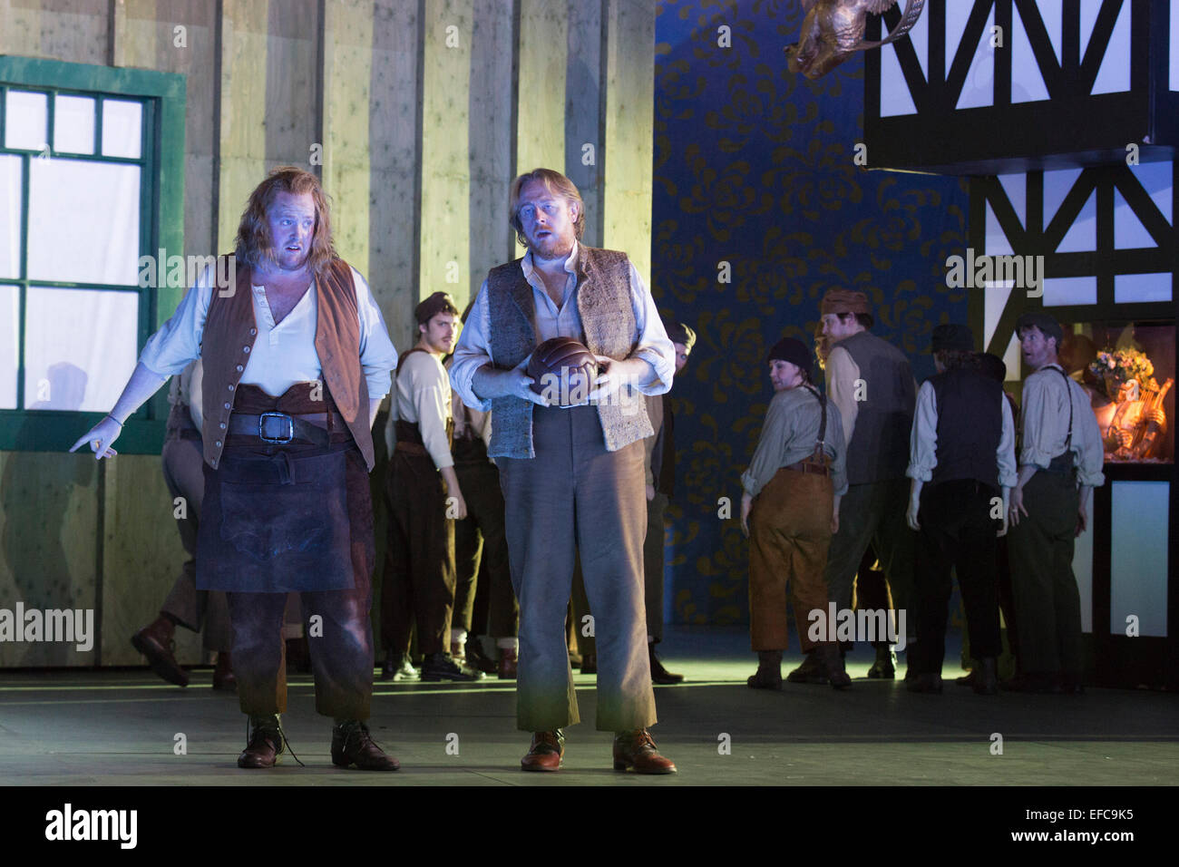 London, UK. 30 January 2015. Nicky Spence as David and Iain Paterson as ...