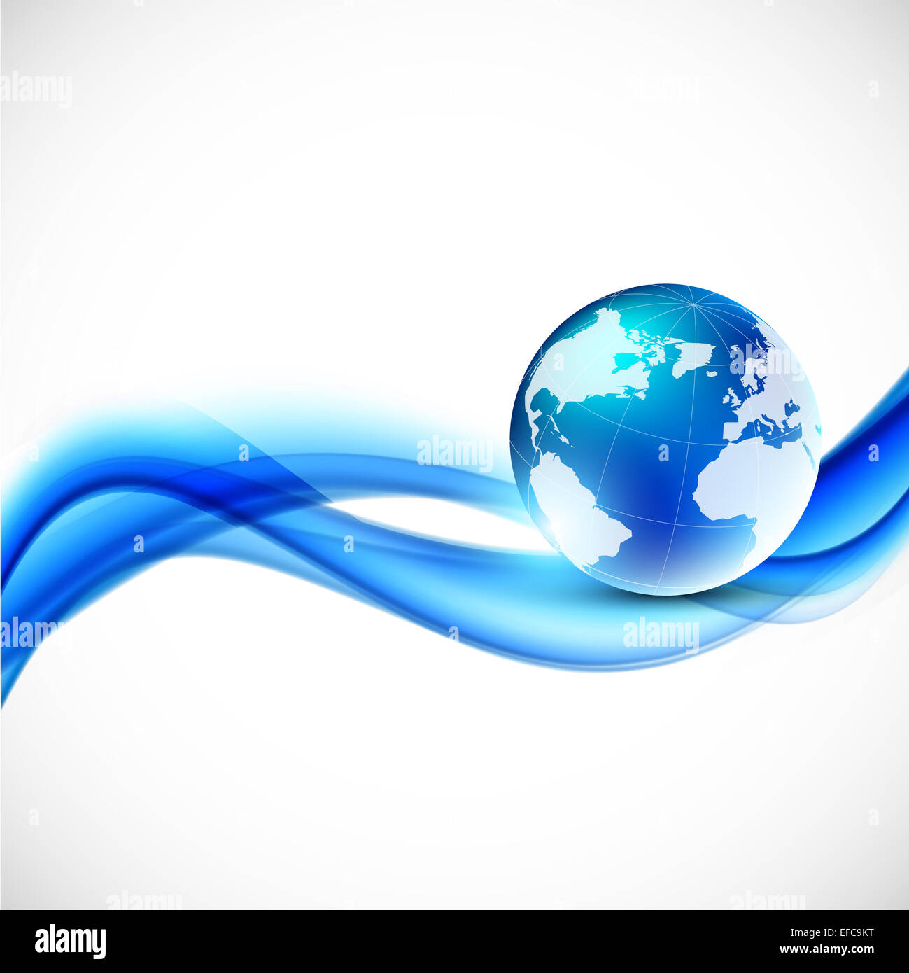 Abstract background with globe and waves in blue color Stock Photo - Alamy