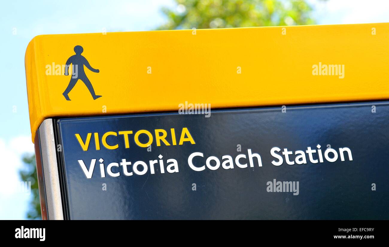Victoria coach station road sign in London, UK Stock Photo - Alamy