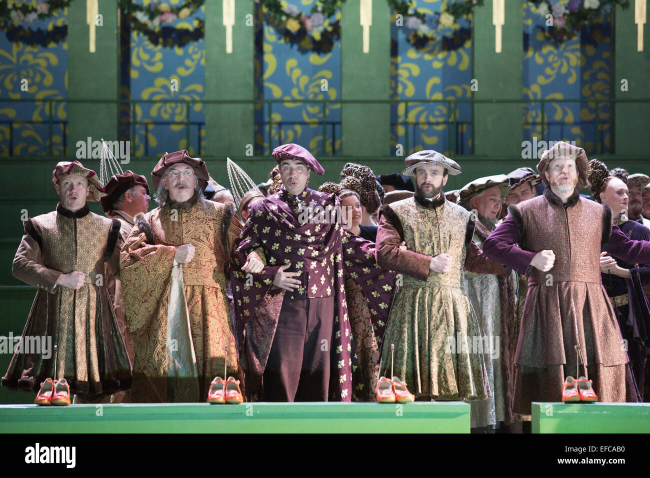 London, UK. 30 January 2015. Chorus performing. Richard Wagner's opera ...