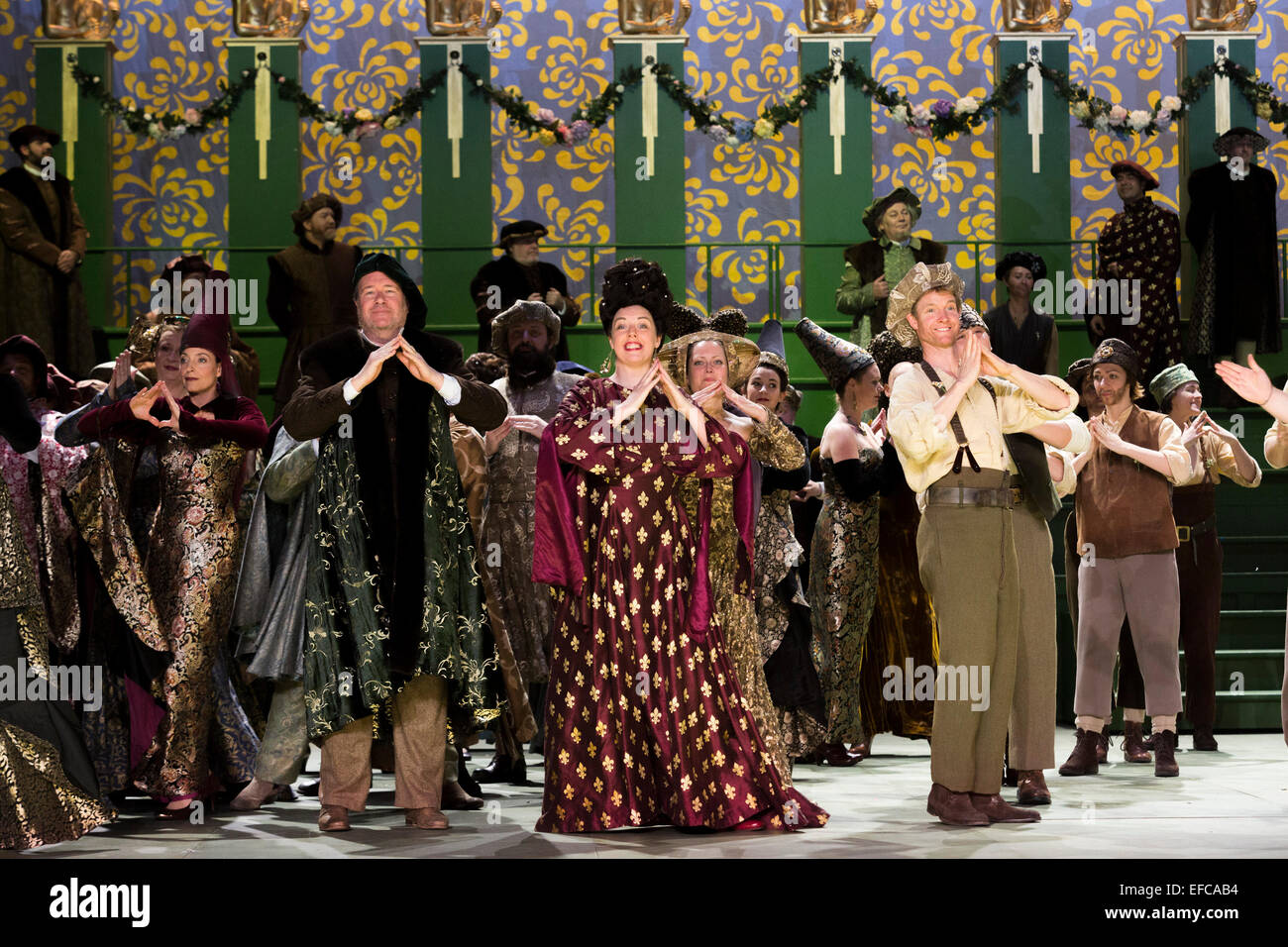 London, UK. 30 January 2015. Chorus performing. Richard Wagner's opera ...