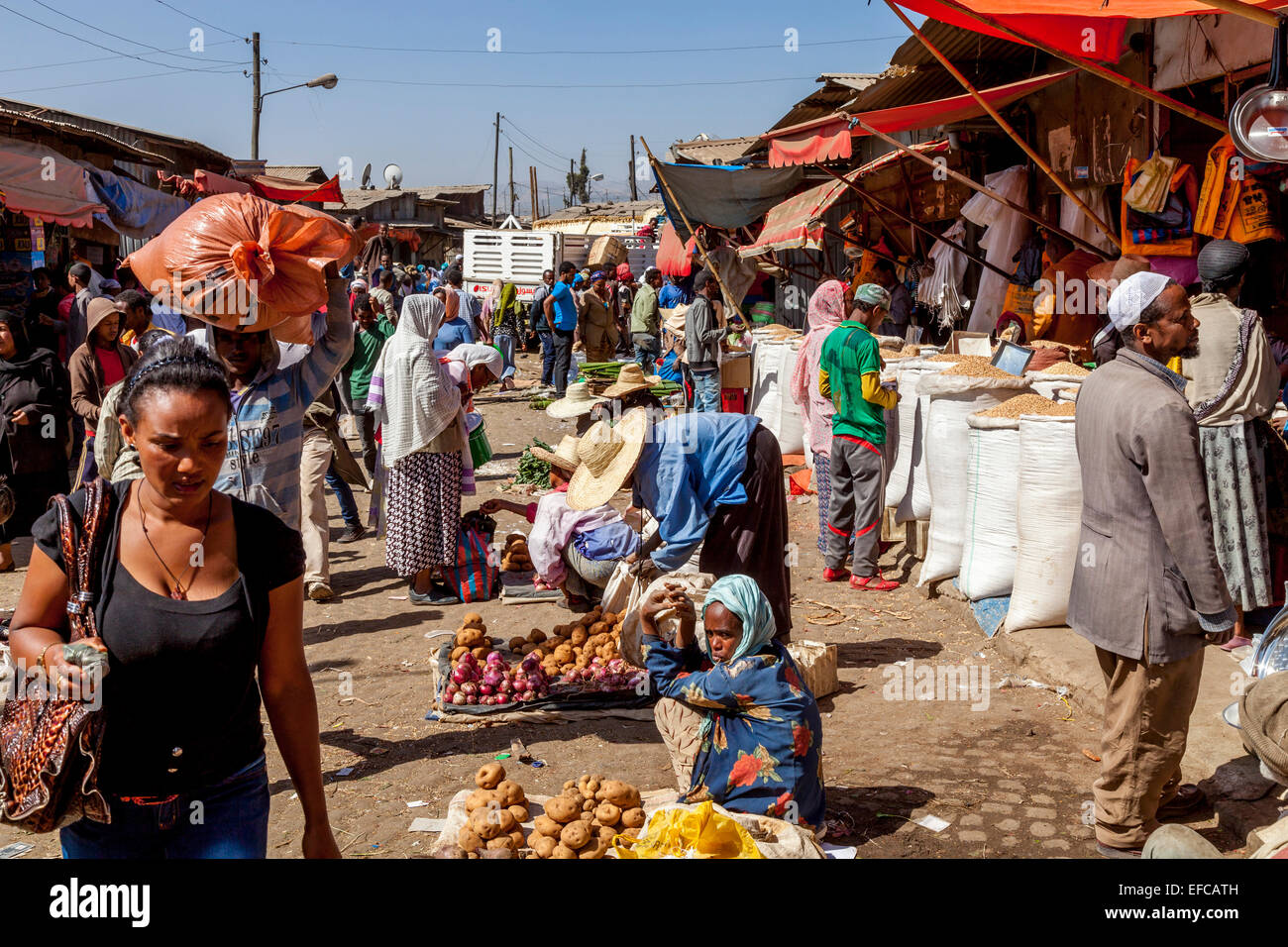 Local People Shopping In The Merkato, Addis Ababa, Ethiopia Stock Photo ...
