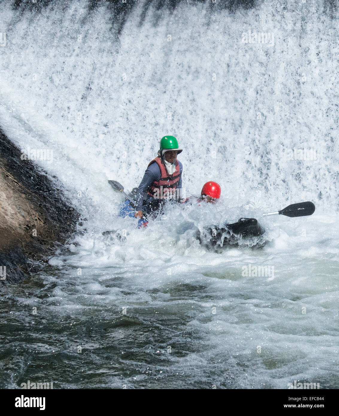 Kayaking down a dam on the Nam Lang River, Pang Mapha Thailand Stock ...