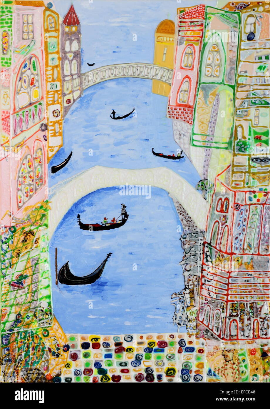 Venice Grand Canal in abstract acrylic art, vertical Stock Photo - Alamy