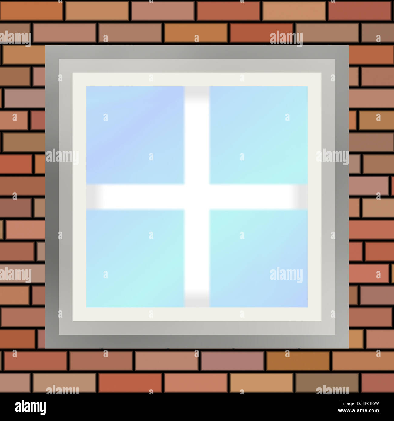 Square window with white frame on brick wall Stock Photo - Alamy