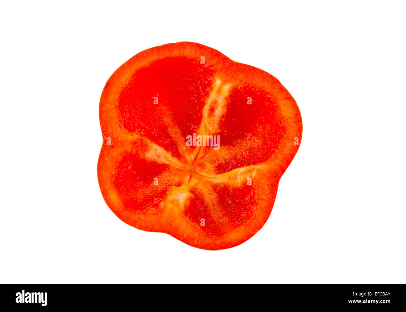 Inside part of a fresh red pepper isolated on white background Stock ...