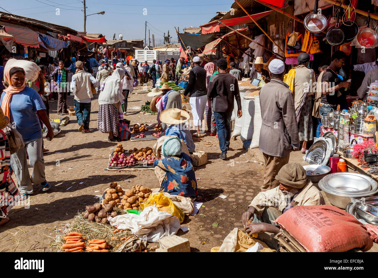 Local People Shopping In The Merkato, Addis Ababa, Ethiopia Stock Photo ...