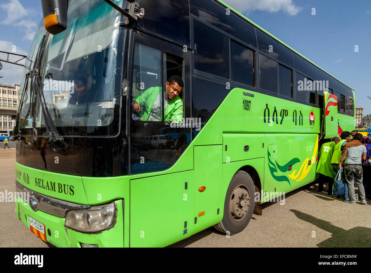 A Selam Bus Arriving In Meskel Square, Addis Ababa, Ethiopia Stock ...