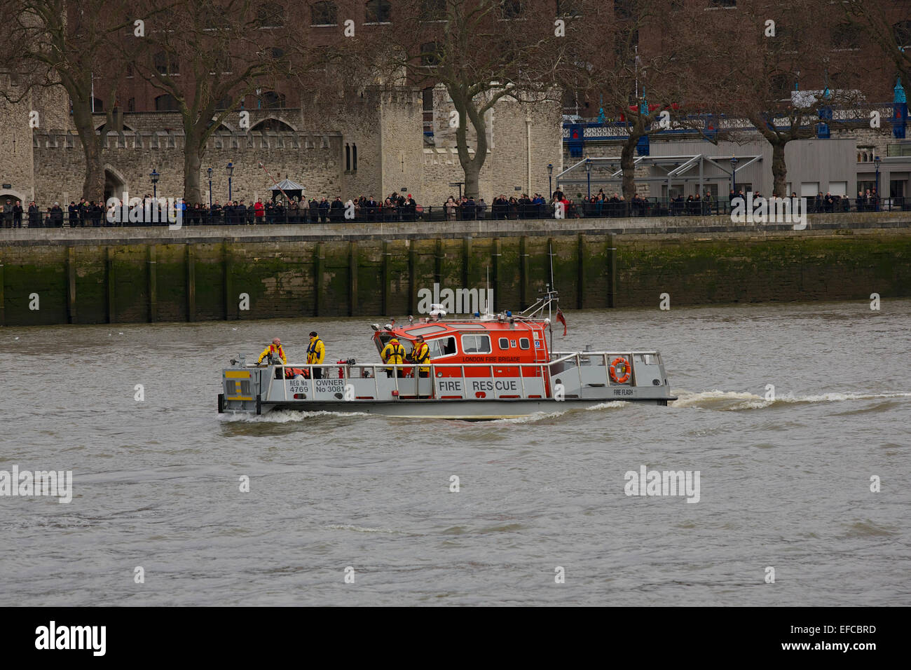 London, UK. 30th Jan, 2015. The London Fire Brigade fireboat - the Fire ...