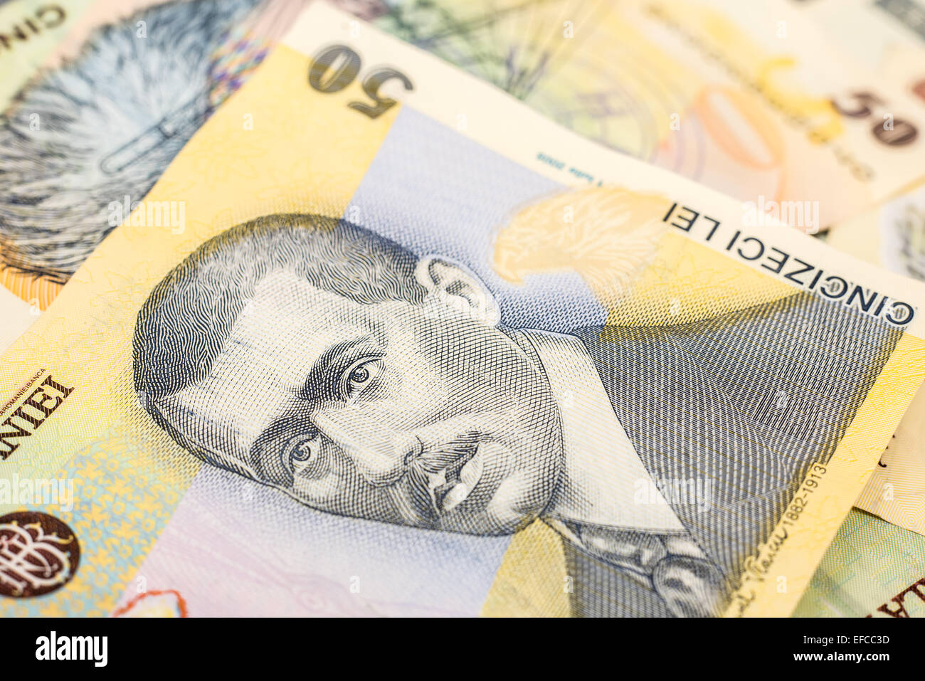 Romanian Lei Banknotes Close Up Stock Photo - Alamy