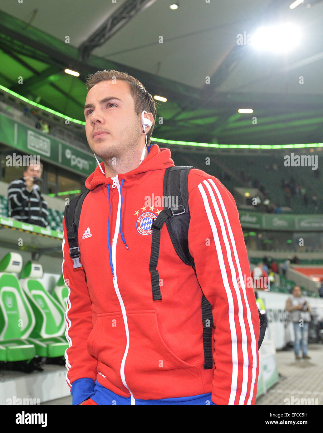 Wolfsburg, Germany. 30th Jan, 2015. Munich's MArio Goetze arrives ...