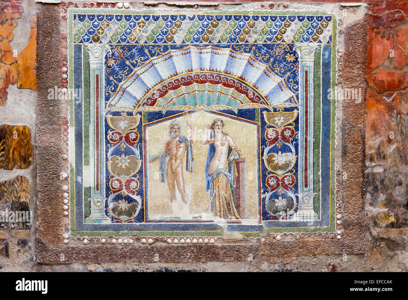 Naples Herculaneum Neptune And Amphitrite Wall Mosaic
