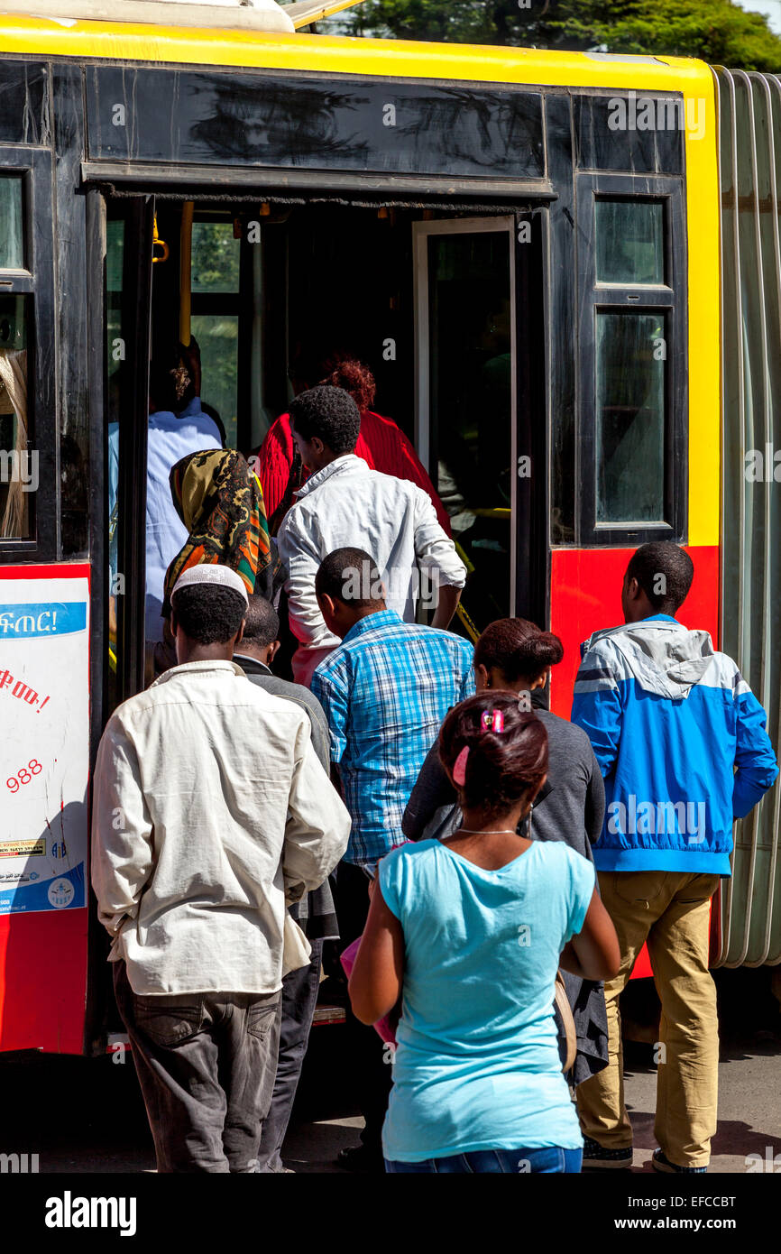 People Boarding A Bus, Addis Ababa, Ethiopia Stock Photo - Alamy