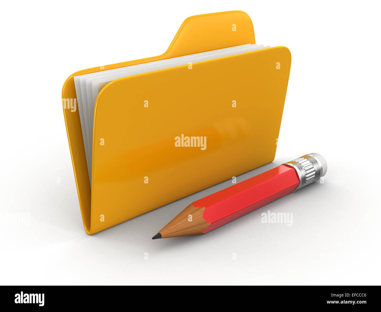 folder with files and pencil (clipping path included Stock Photo - Alamy