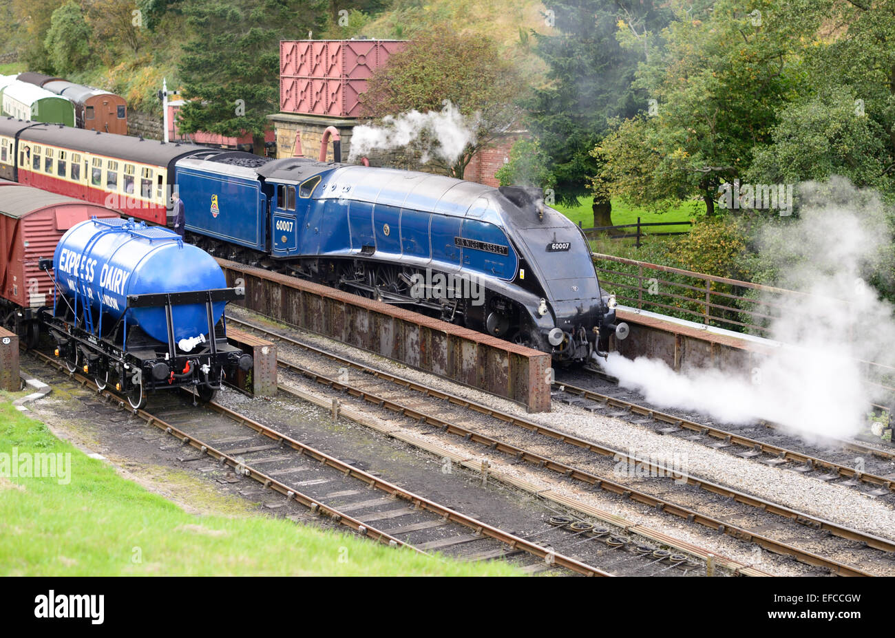 Class A4 Pacific No 60007 "Sir Nigel Gresley" departing from Goathland ...