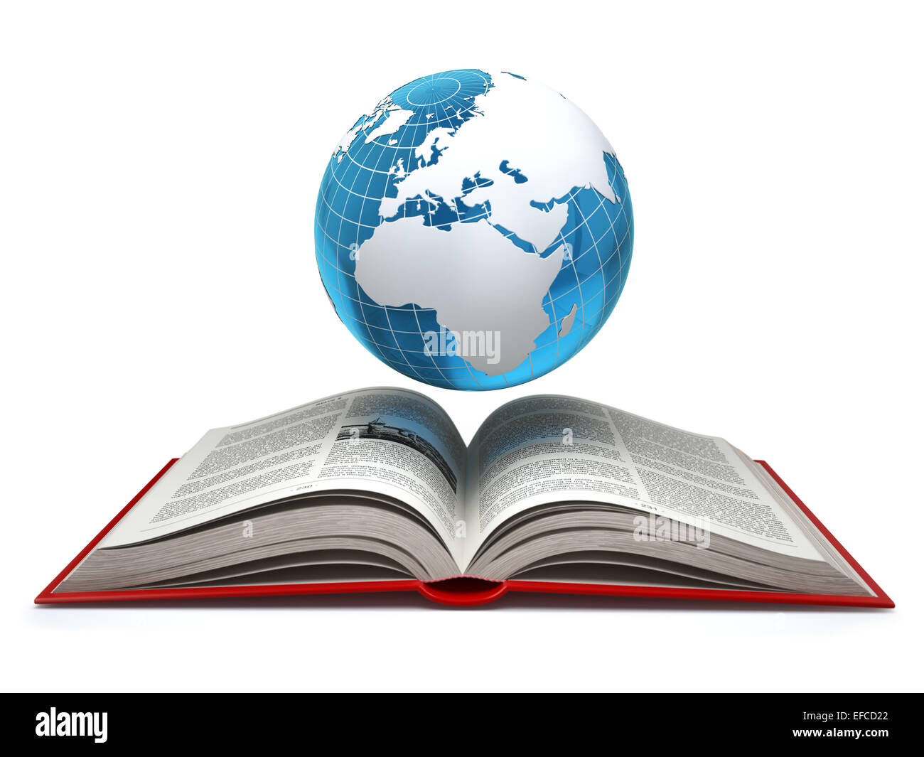 Education internet e-learning concept. Earth and open book isolated on ...
