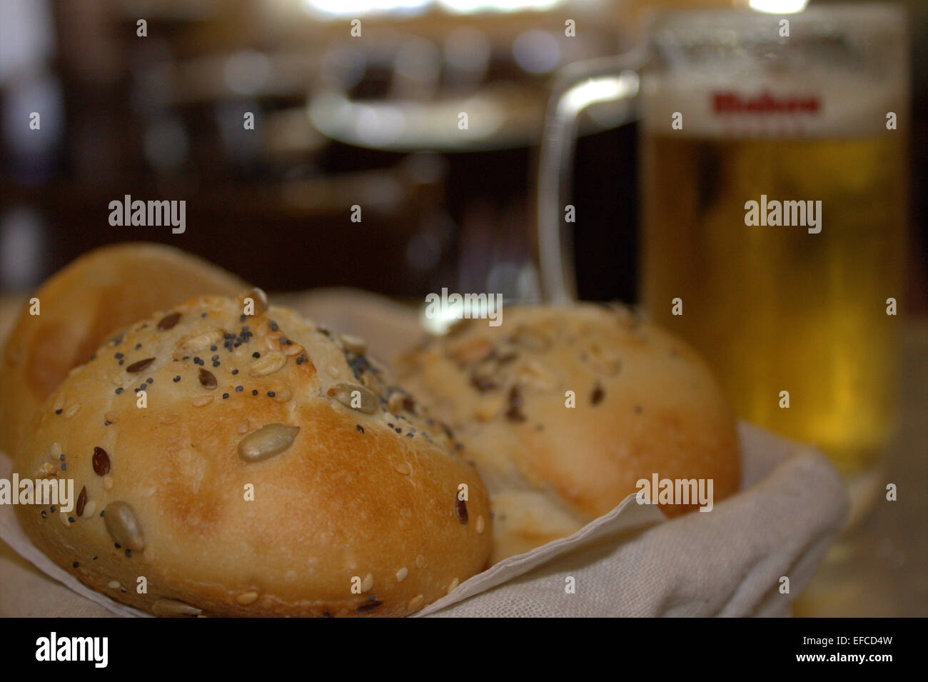 Bread with Beer Stock Photo - Alamy