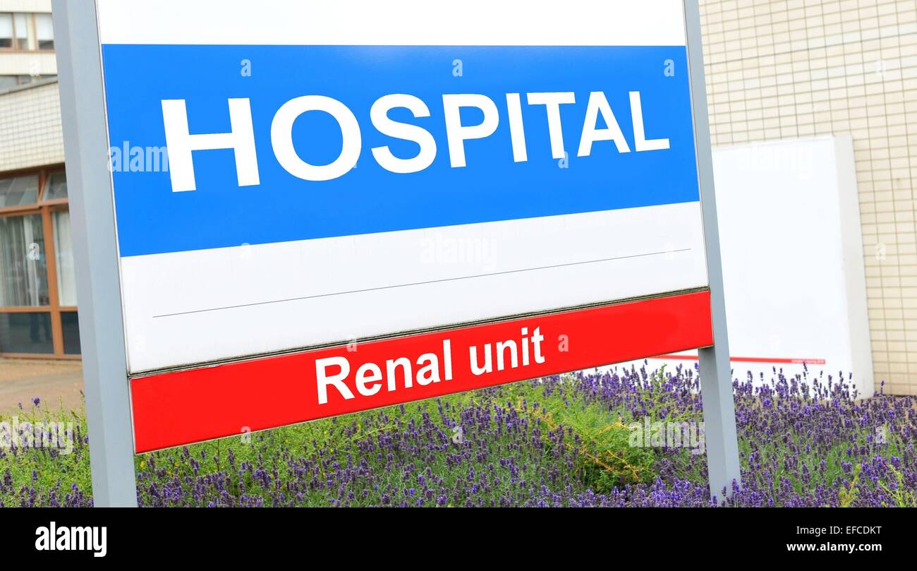 Renal unit sign at the hospital Stock Photo - Alamy