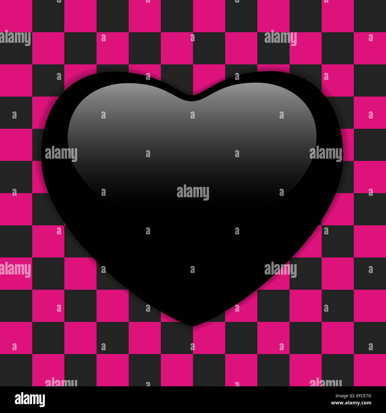 Vector - Valentines Day Glossy Emo Heart. Pink and Black Checkers Stock ...