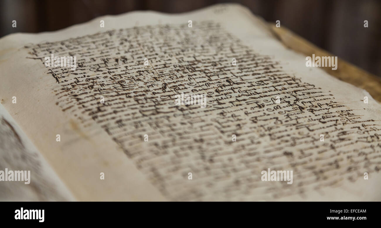 Detail of an old Spanish book, 300 years old Stock Photo - Alamy
