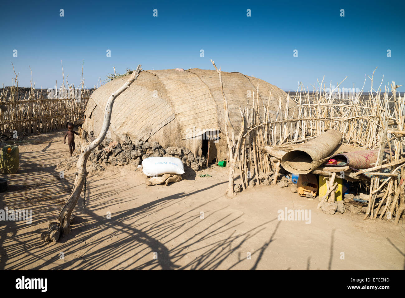 Village in Danakil Depression desert in Ethiopia Stock Photo - Alamy
