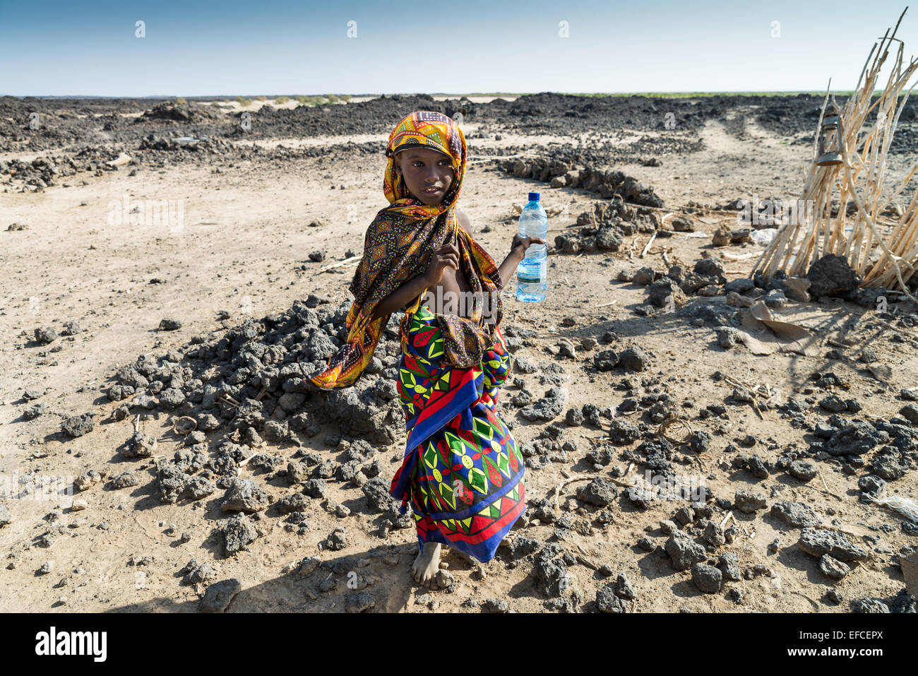 Afar girl in the desert, Danakil depression, Afar Region, Ethiopia ...