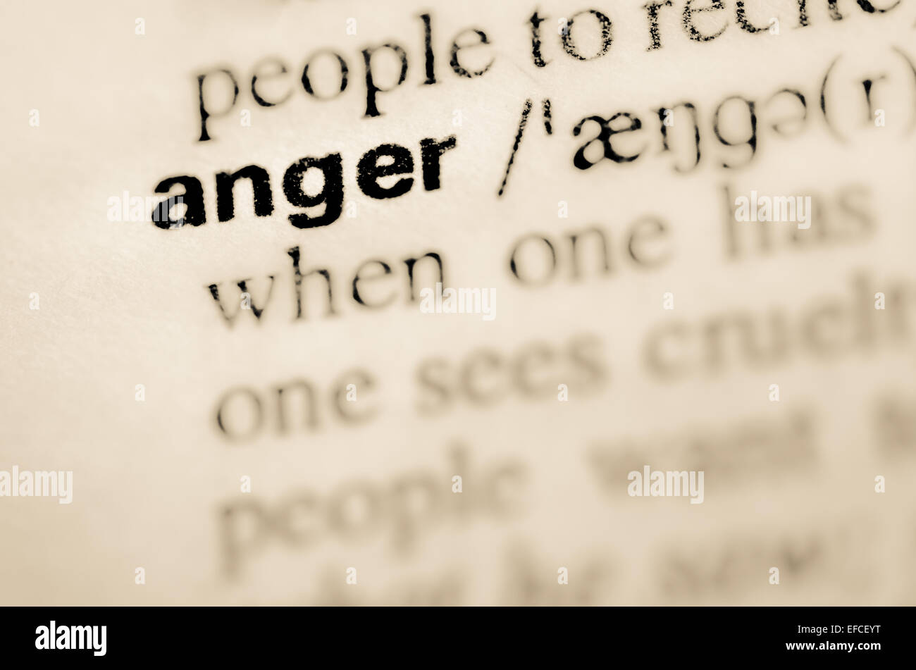 Definition of word anger in dictionary Stock Photo - Alamy