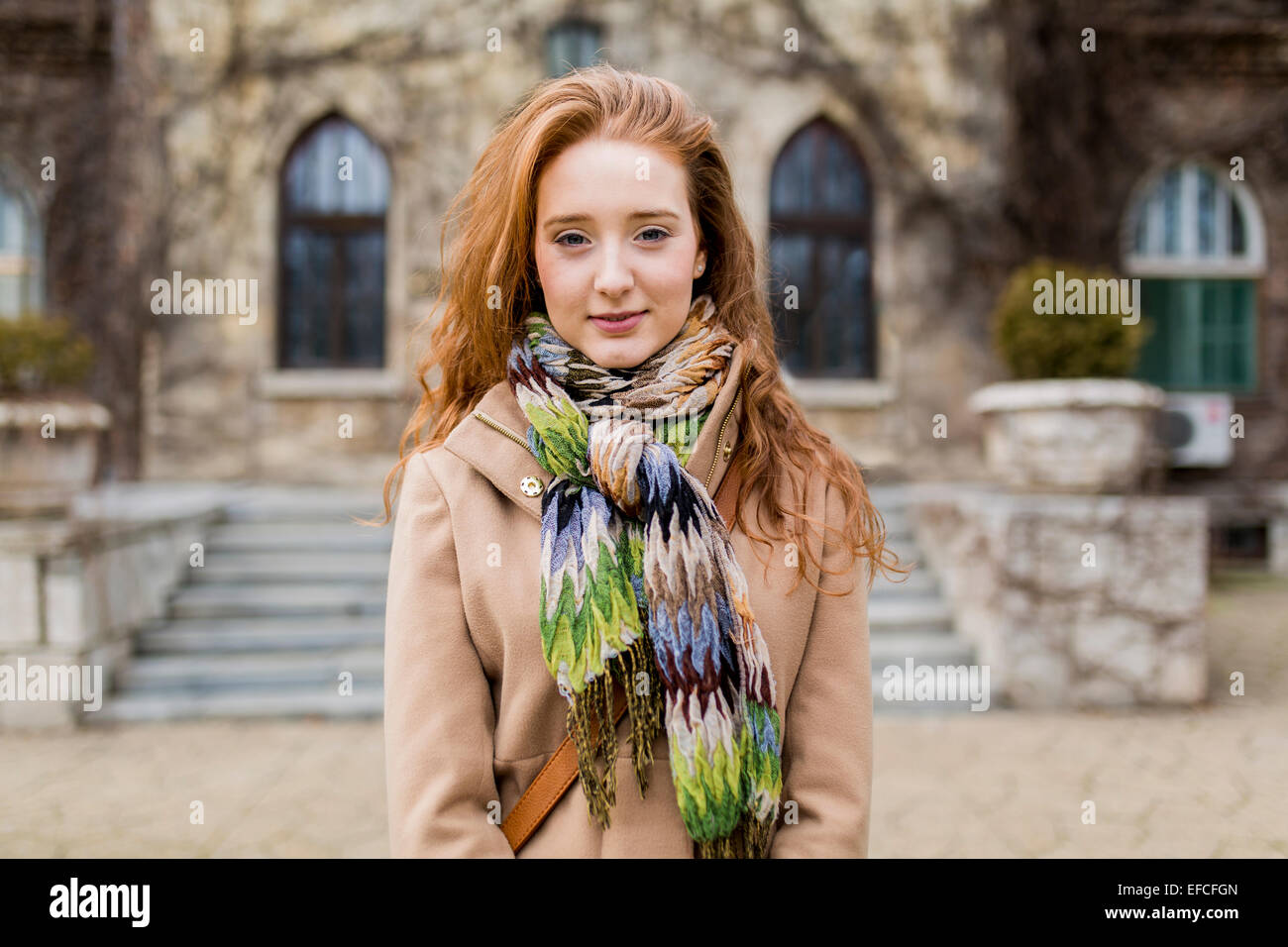 Young red hair university female student Stock Photo - Alamy