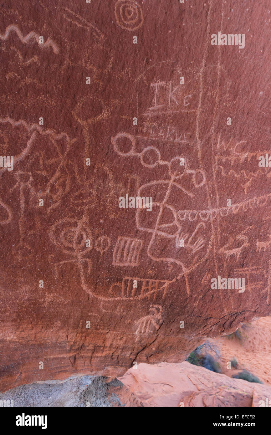 ancient rock art in southern Nevada. Valley of Fire State Park Stock ...