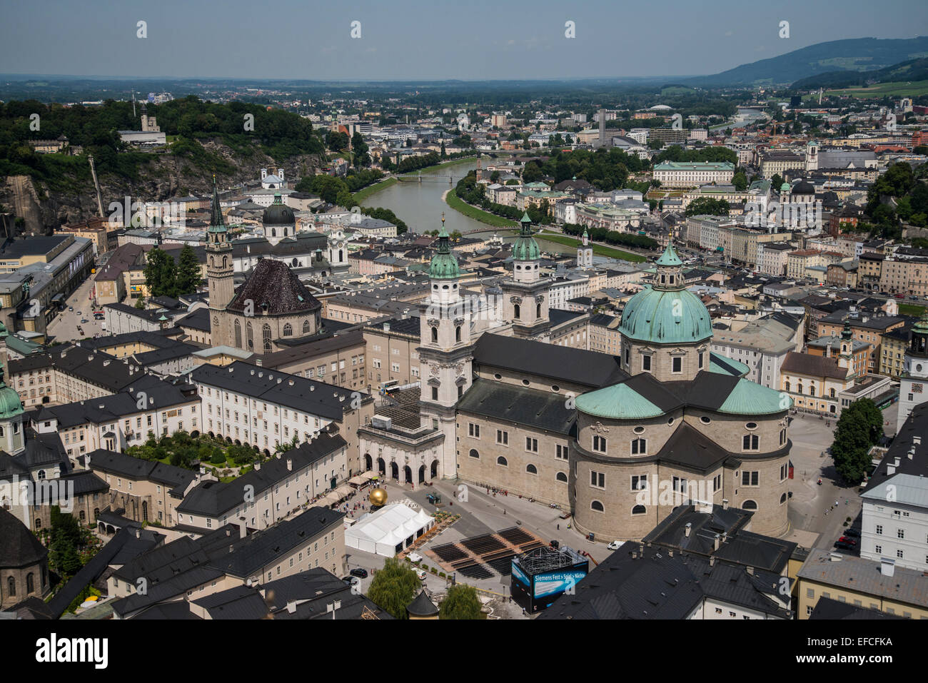 Salzburg City landscape, Salzburg Cathedral, Salzach River, Street ...