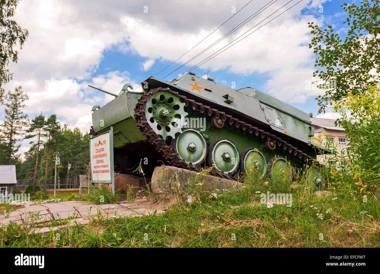 Soviet light semi armored tracked artillery tractor AT-P as monument ...