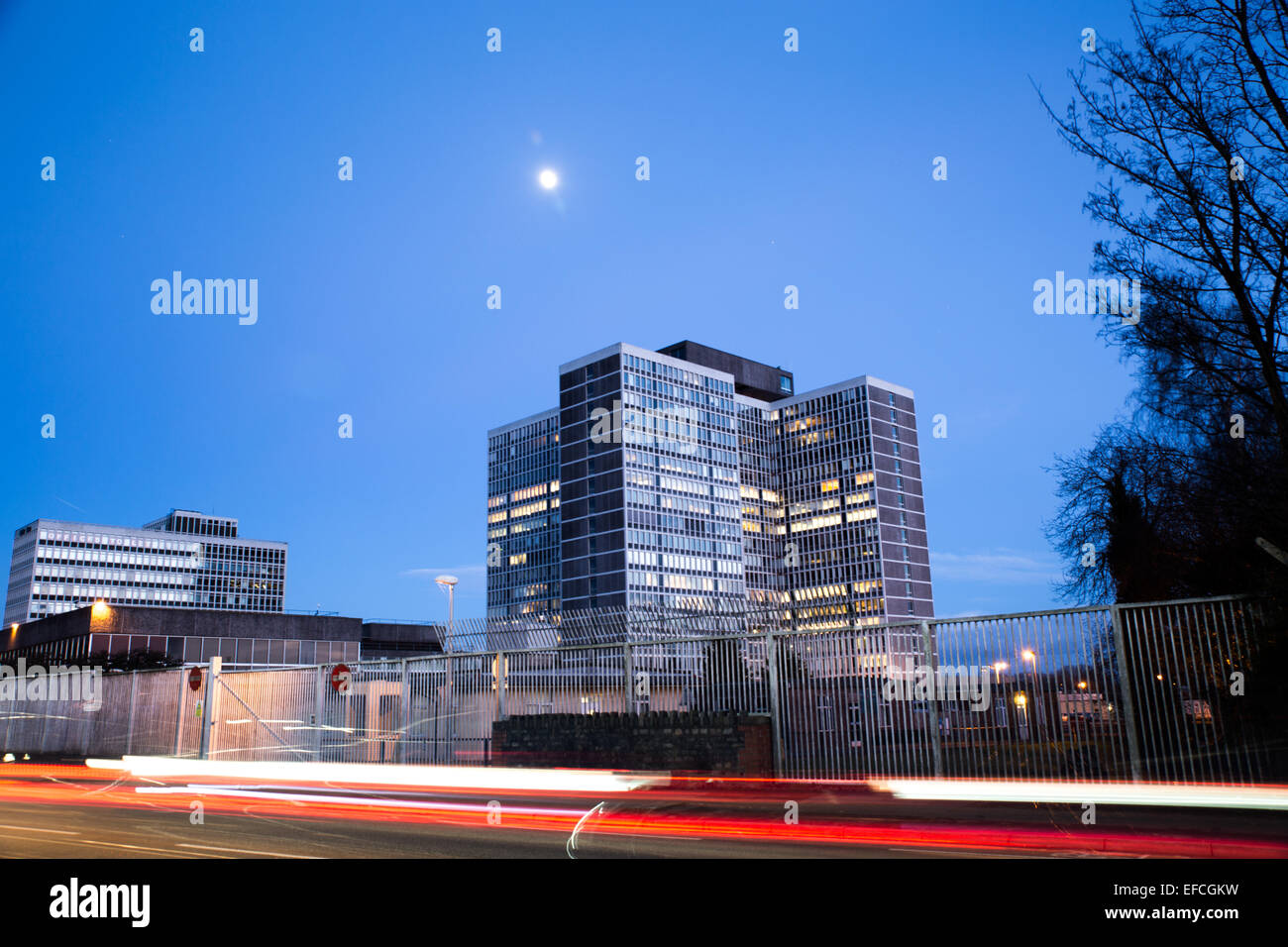 Cardiff, Wales, UK. 31st Jan, 2015. The lights are on in the HMRC ...