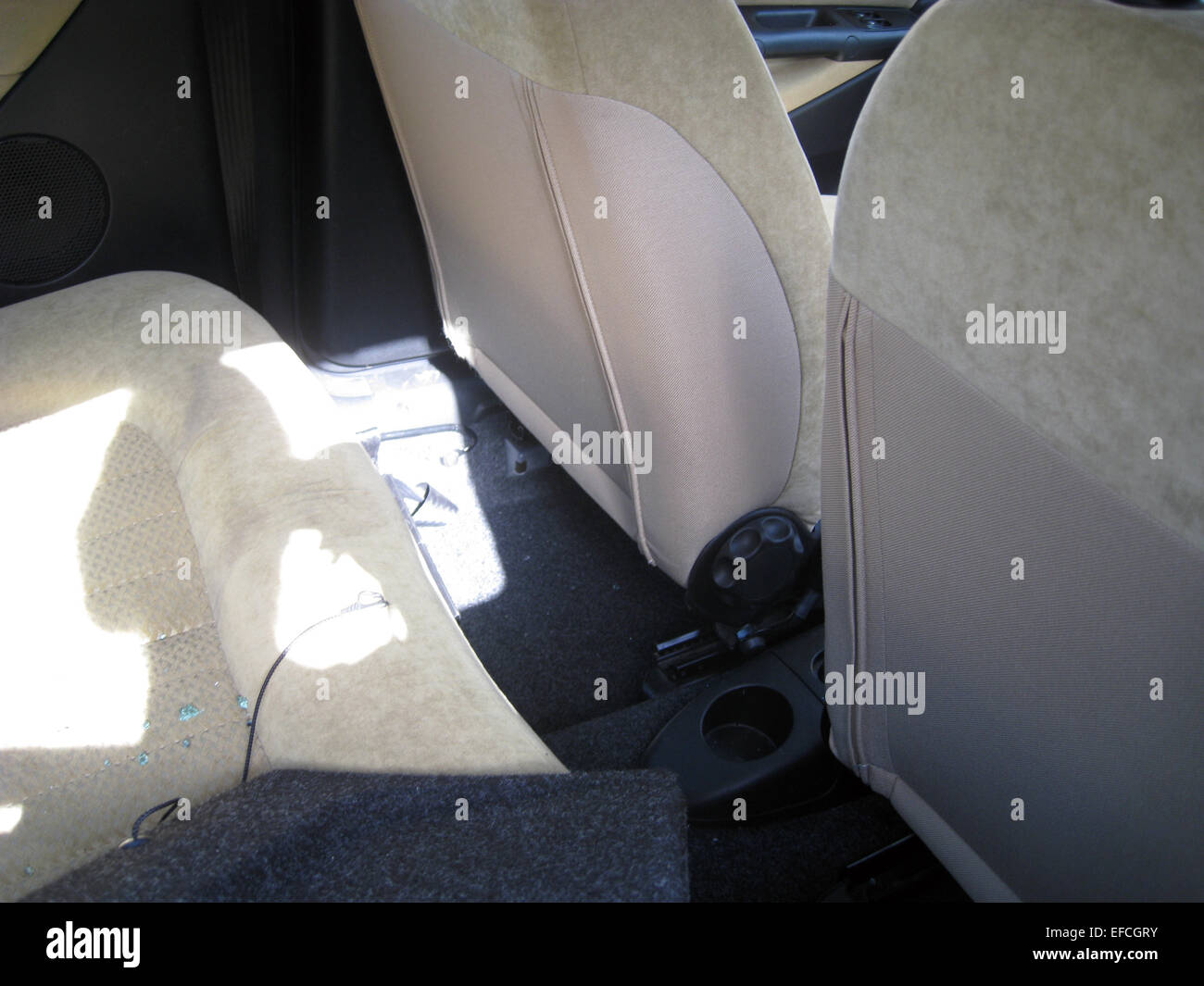 car internal drive crashed with broken broken glass in sunlight Stock ...