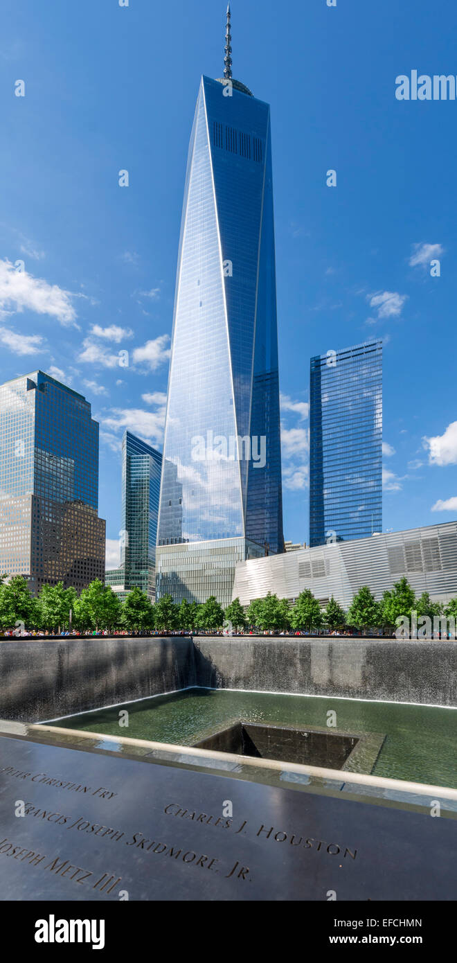 South Pool of National September 11 Memorial with One World Trade ...
