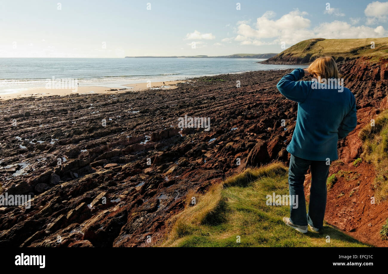 Manorbier, Pembrokeshire, Wales has a large beautiful sweeping bay and ...